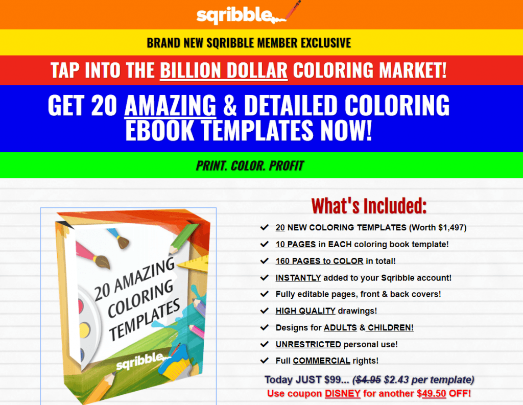 Sqribble Coloring Pack - 20 Amazing Templates! Coupon Discount Code ...